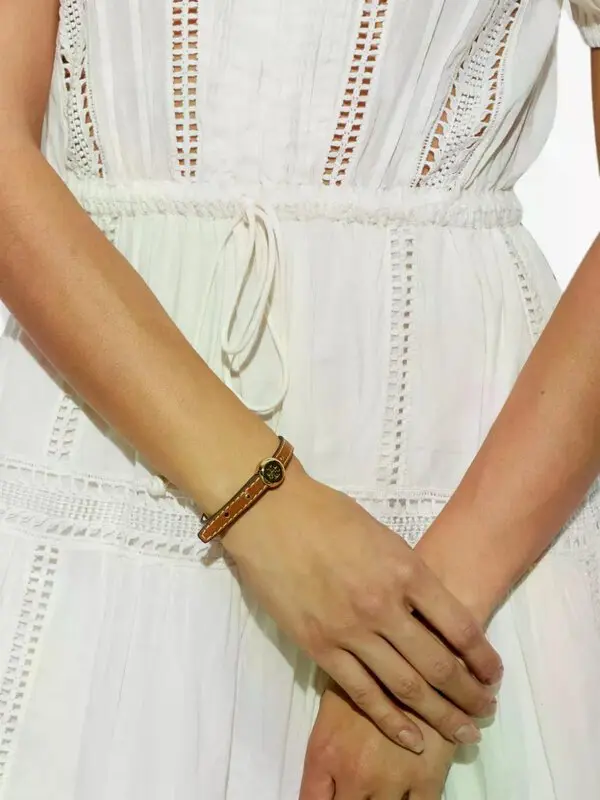 Tory Burch Logo-plaque Leather Bracelet