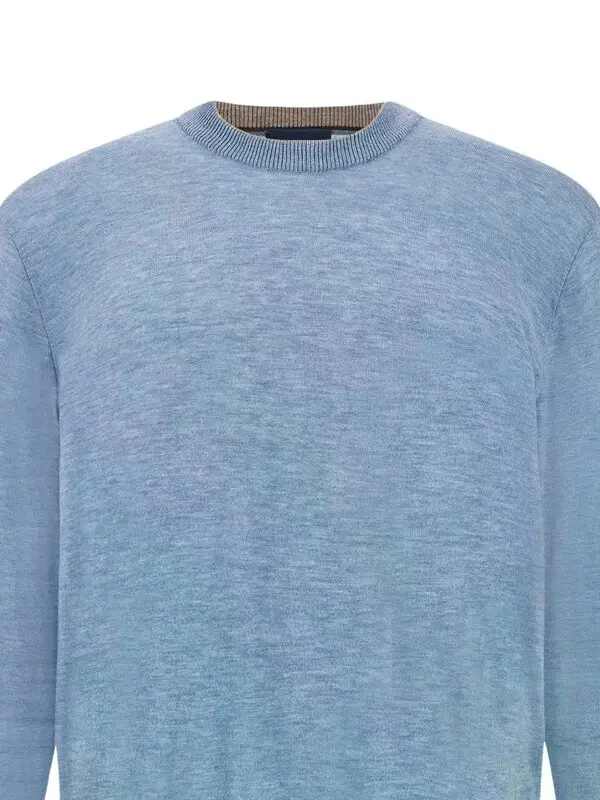 Paul & Shark Virgin Wool Marl Effect Crew-neck Sweater - Blue