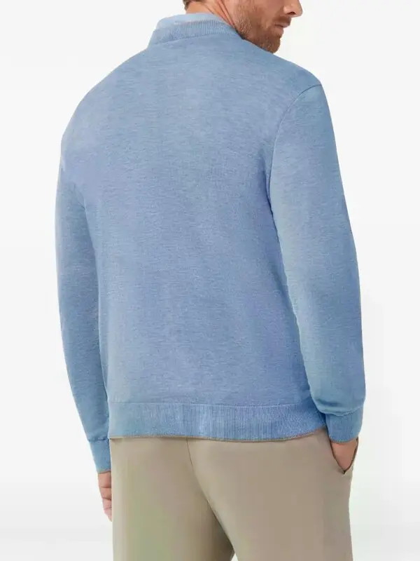 Paul & Shark Virgin Wool Marl Effect Crew-neck Sweater - Blue