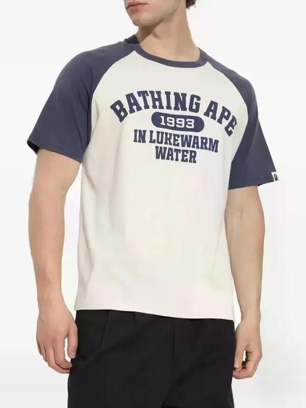 A BATHING APE Raglan-sleeve Logo-print Cotton T-shirt