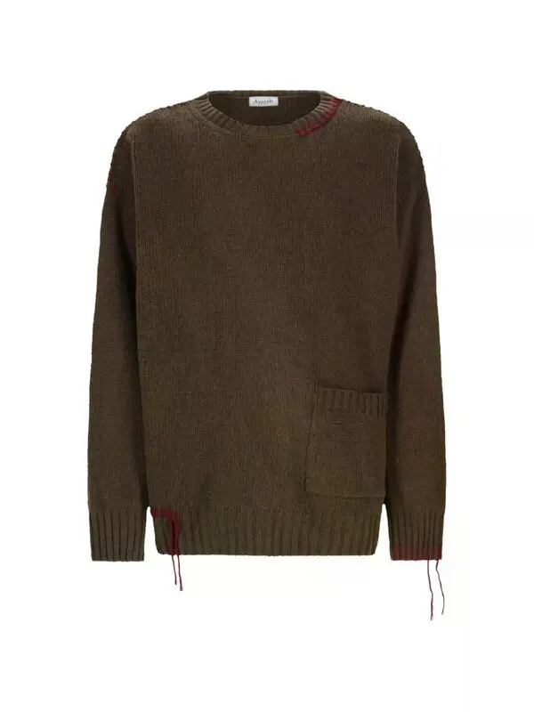 AMISH SUPPLIES Contrast-stitch Patch-pocket Sweater