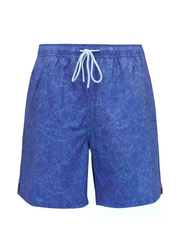 Peter Millar Floral-print Swim Shorts - Blue