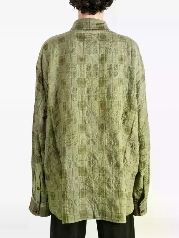 UMA WANG Check-pattern Frayed-edge Shirt