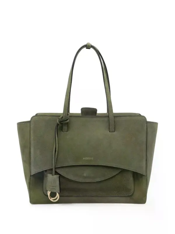 HIDESINS L Flap Suede Logo-print Tote Bag