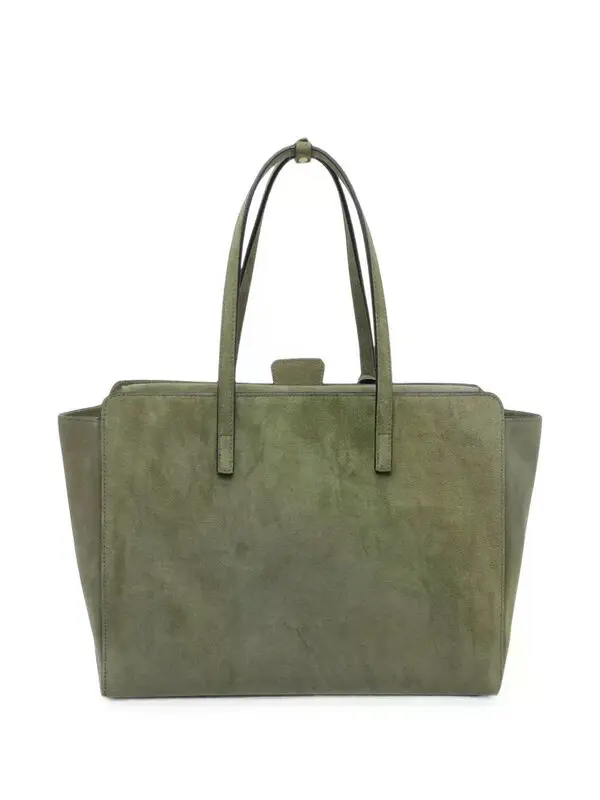 HIDESINS L Flap Suede Logo-print Tote Bag