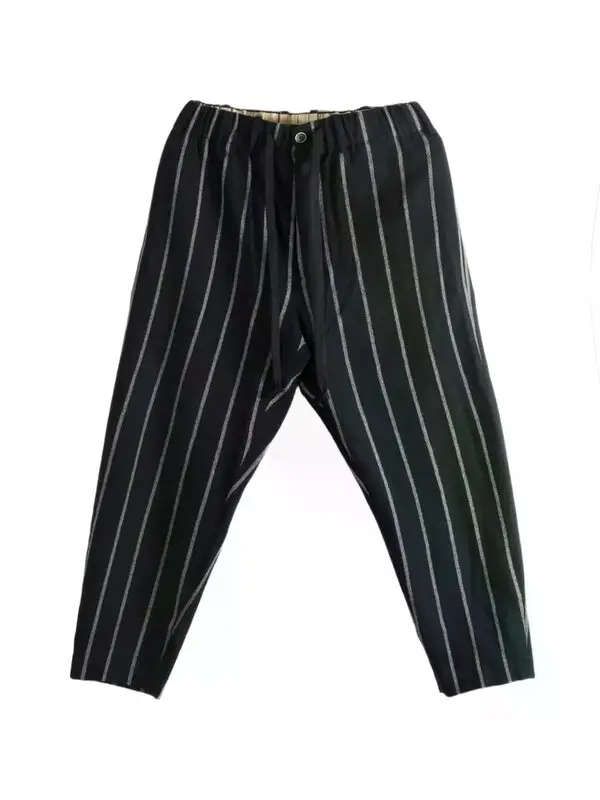 UMA WANG Vertical-stripe Drawstring Trousers - Black