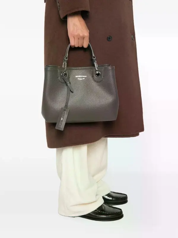 Emporio Armani Grained-effect Logo-print Tote Bag - Grey