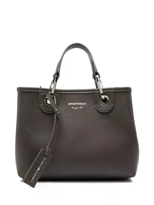 Emporio Armani Grained-effect Logo-print Tote Bag - Grey
