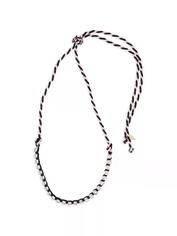 FORTE_FORTE Braided Crystal-embellished Necklace - Black