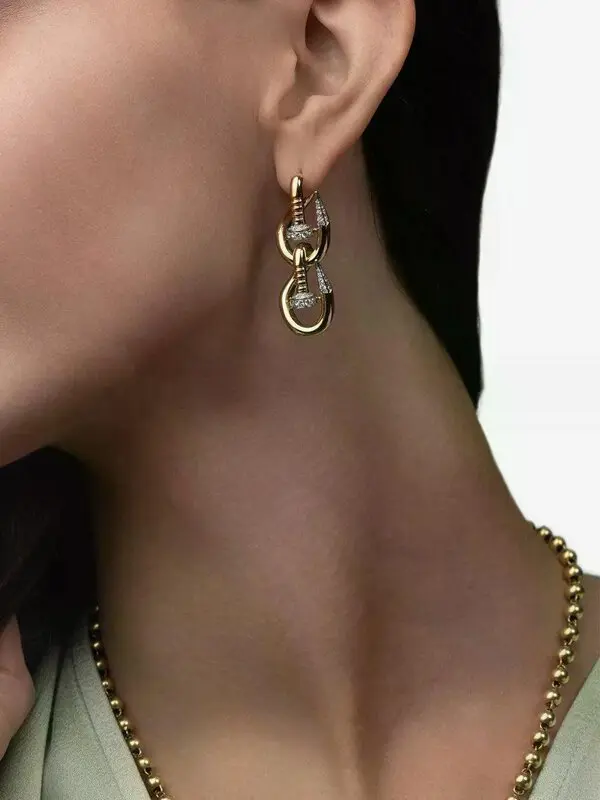 David Webb Double Bent Nail Diamond Earrings In 18k Yellow And Platinum