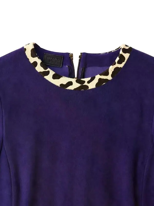 Prada Leopard-trim Lambskin Mini Dress