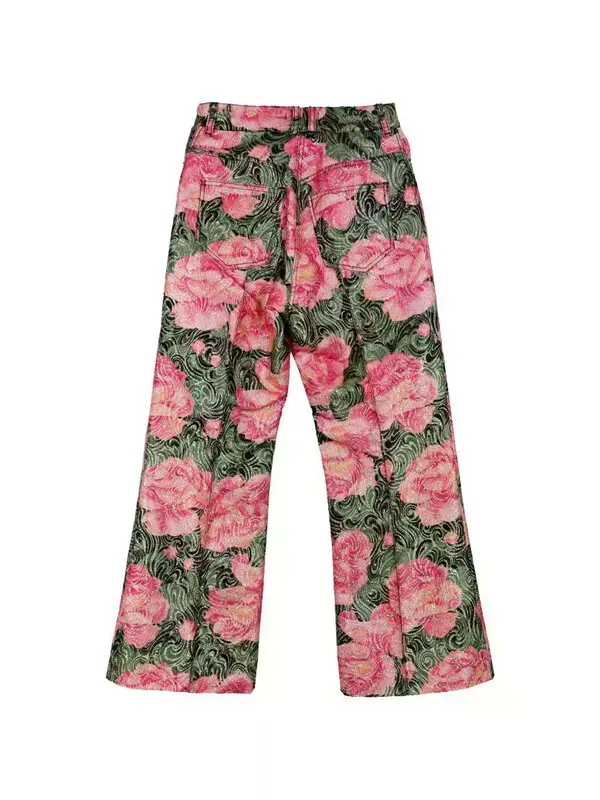 Rabanne Metallic Floral-print Trousers