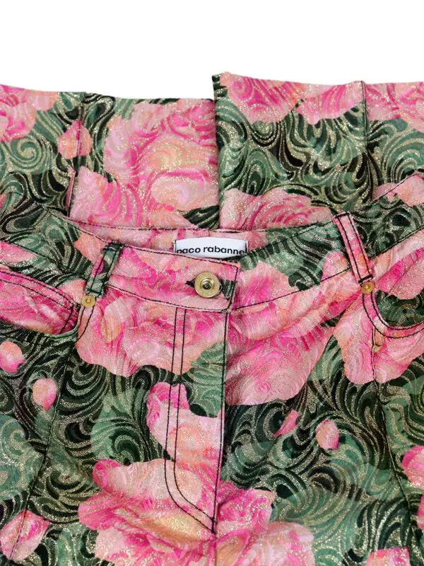 Rabanne Metallic Floral-print Trousers
