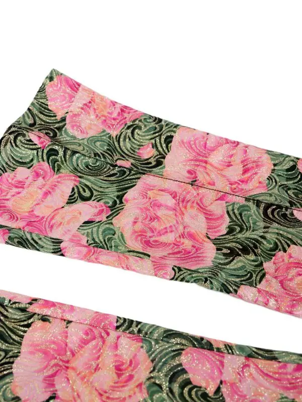 Rabanne Metallic Floral-print Trousers