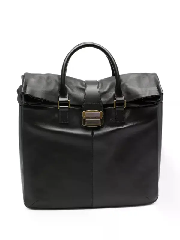 Emporio Armani Leather Buckle-fastening Tote Bag - Black
