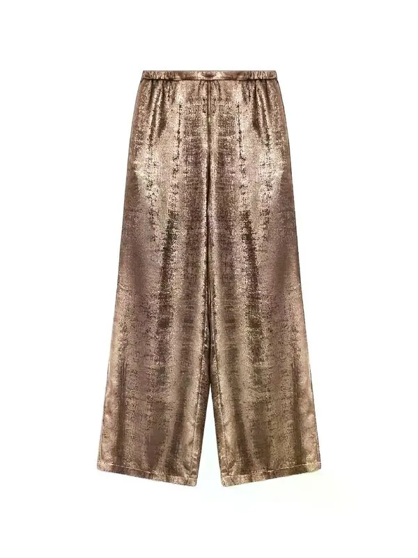 Momoni Baccarat Bis Metallic-effect Palazzo Pants - Brown