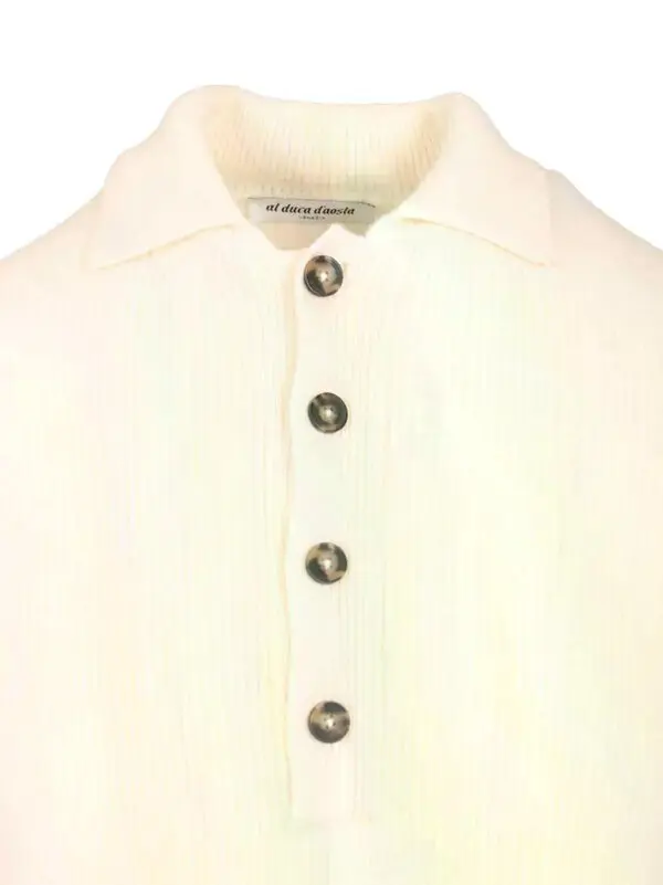 LUIGI GENTILE Ribbed Wool Polo Shirt