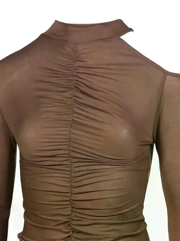 VIVAMUS Gathered Cold-shoulder Top