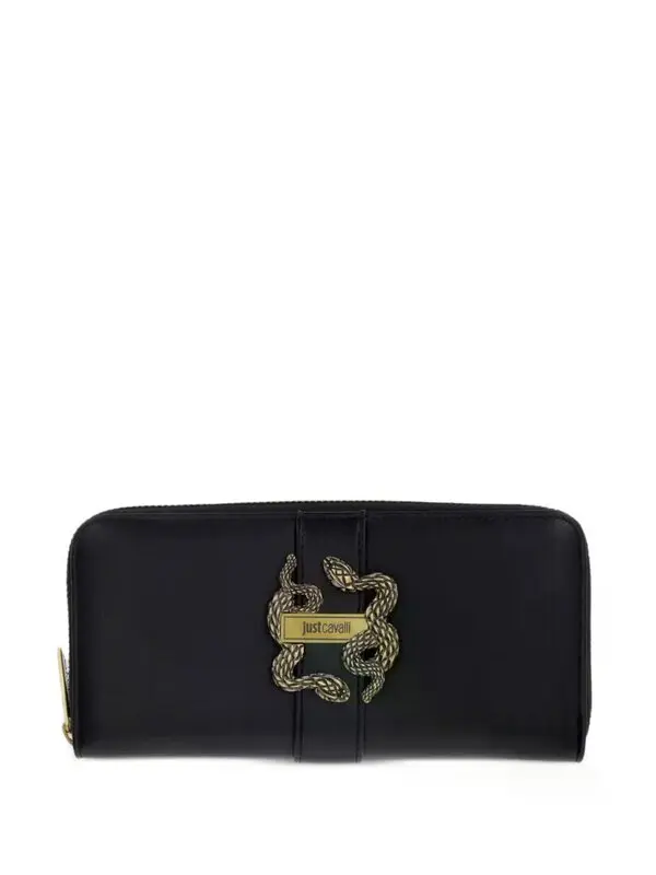 Just Cavalli Iconic Snakes Logo-plaque Wallet - Black