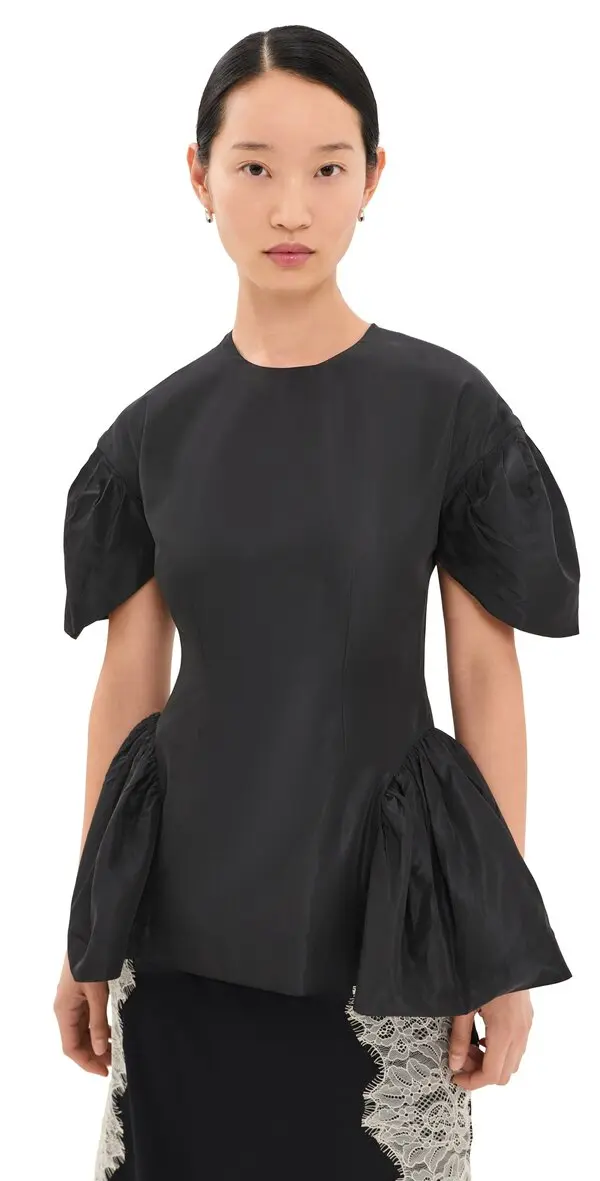Simone Rocha Sculpted Peplum Top - Black