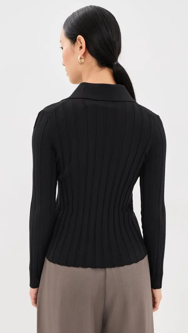 NACKIYE Sugarman Long Sleeve Polo Wool Top