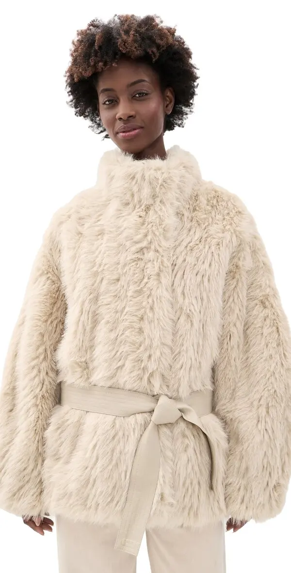 Source Unknown Ilaria Faux Fur Coat - Beige