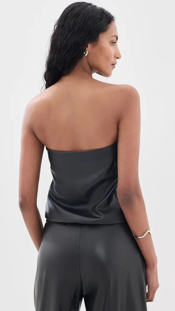 WAYF Camryn Faux Leather Strapless Top
