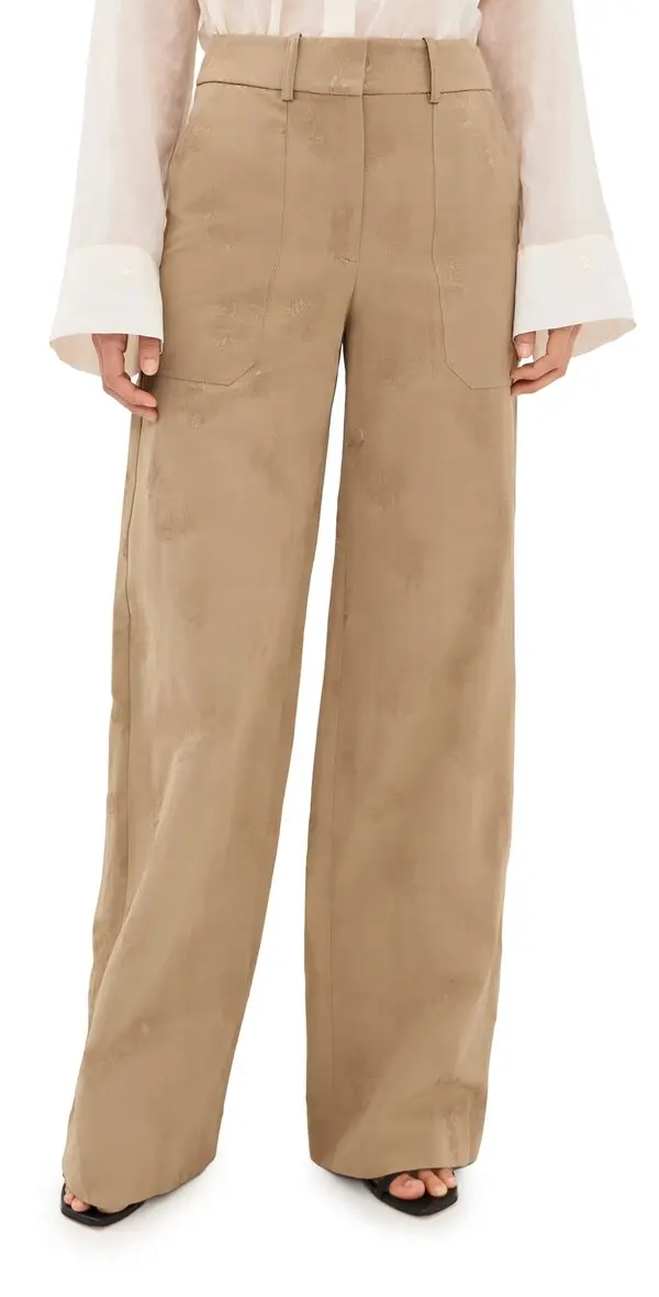 Veronica Beard Cole Wide Leg Trousers - Sand
