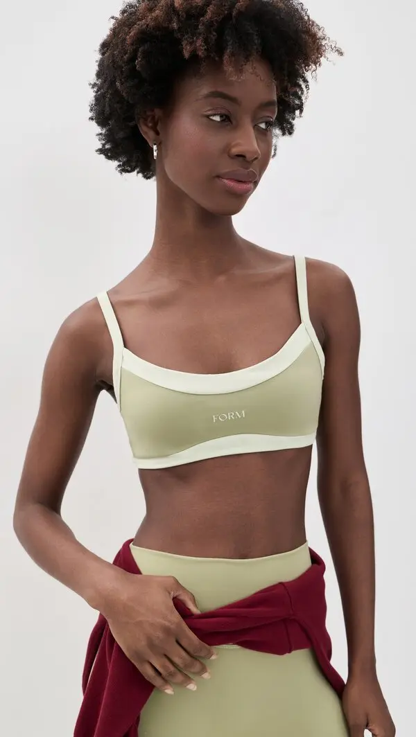 FORM Scoop Contrast Bra - Matcha/sage