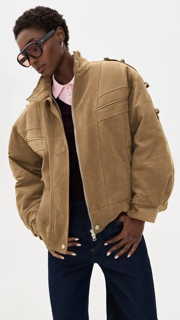Source Unknown Tova Faux Suede Bomber Jacket