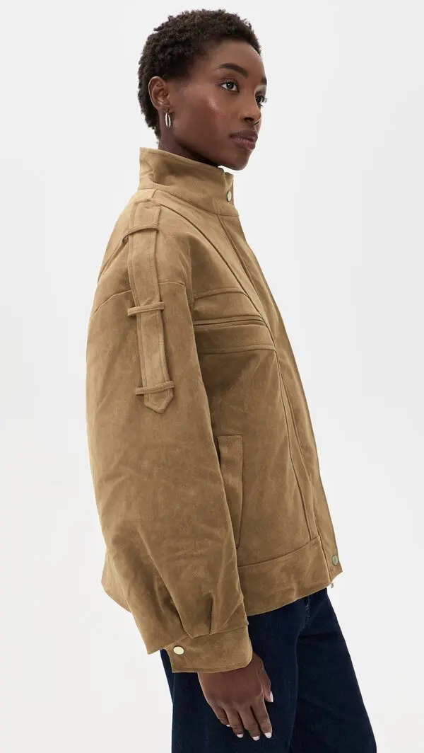Source Unknown Tova Faux Suede Bomber Jacket