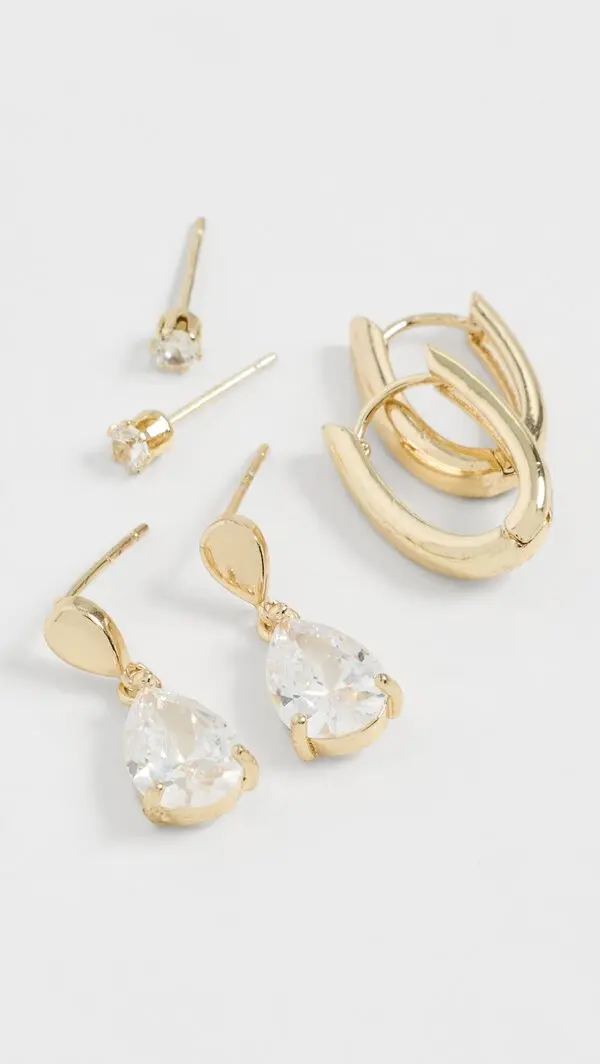 ADINA EDEN Teardrop Huggie Earring Set