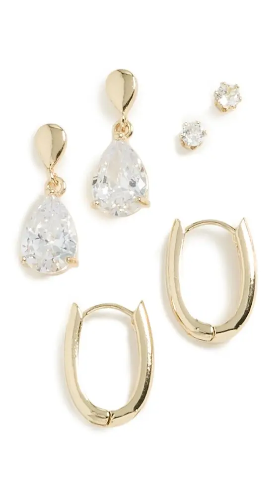 ADINA EDEN Teardrop Huggie Earring Set