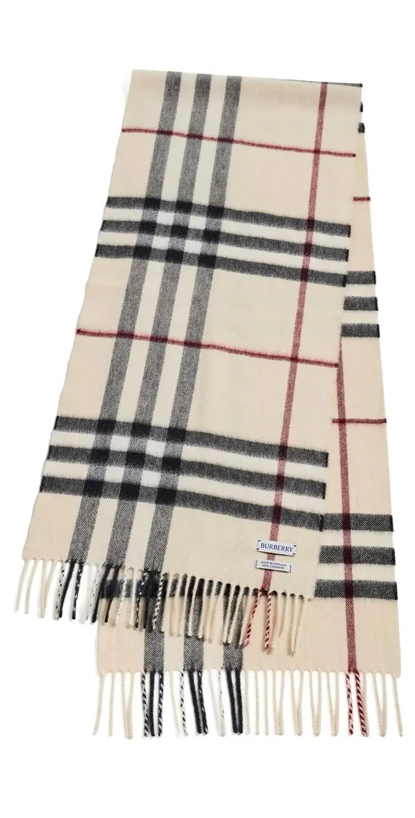 Burberry Check Cashmere Scarf - Stone