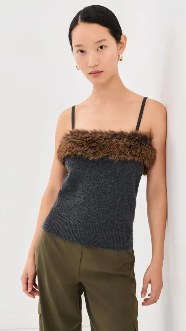 Marc Jacobs Faux Fur Lined Tank Top - Charcoal
