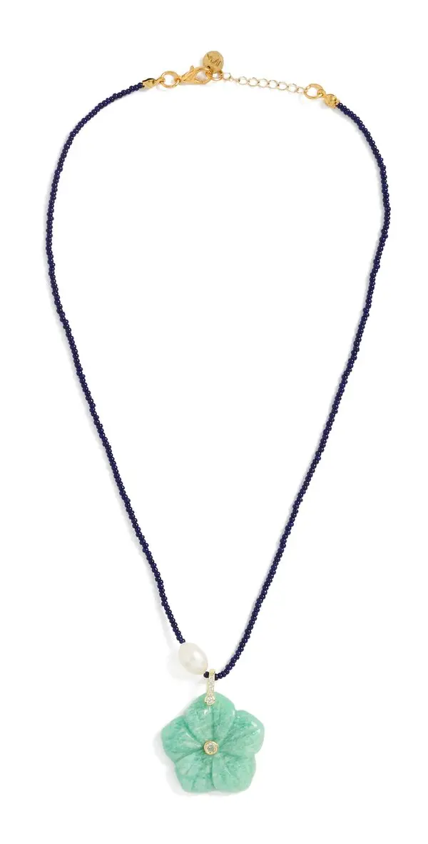 Maison Irem Azure Flower Necklace - Green