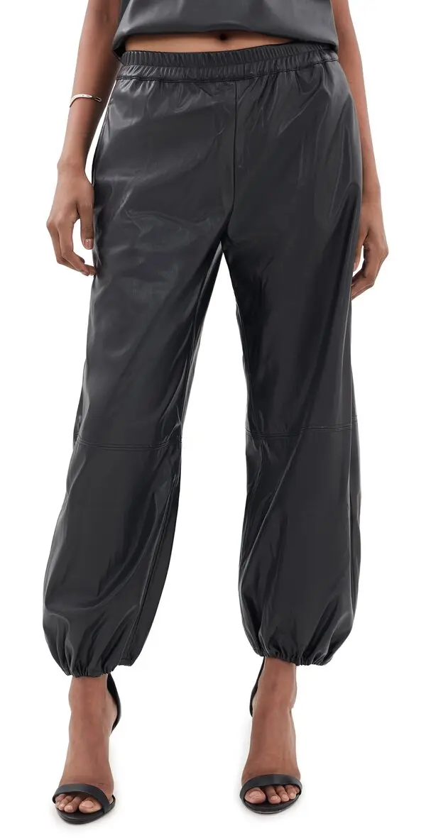 WAYF Camryn Faux Leather Balloon Pants - Black