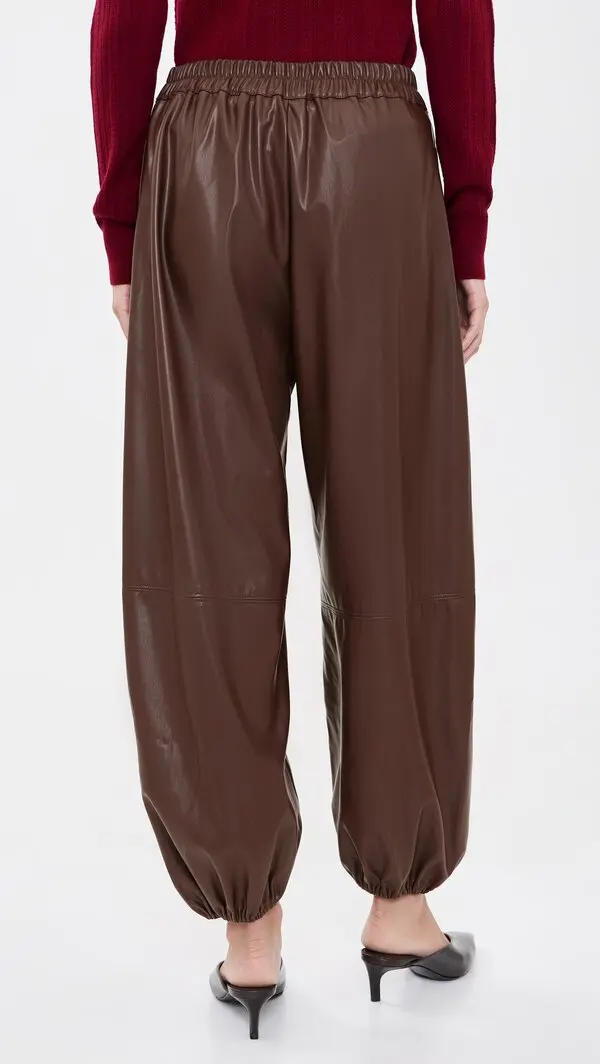 WAYF Camryn Faux Leather Balloon Pants - Chocolate