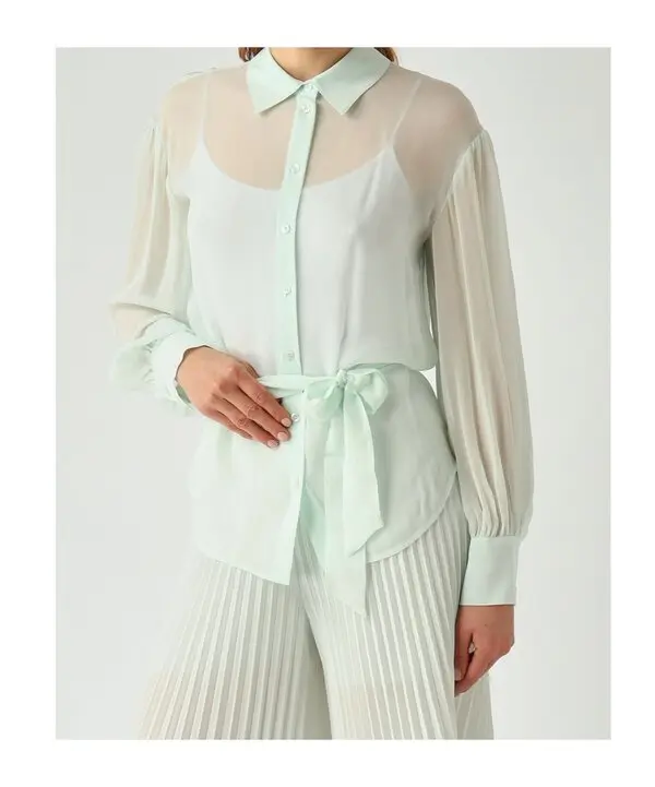 TWINSET Sheer Belted Shirt