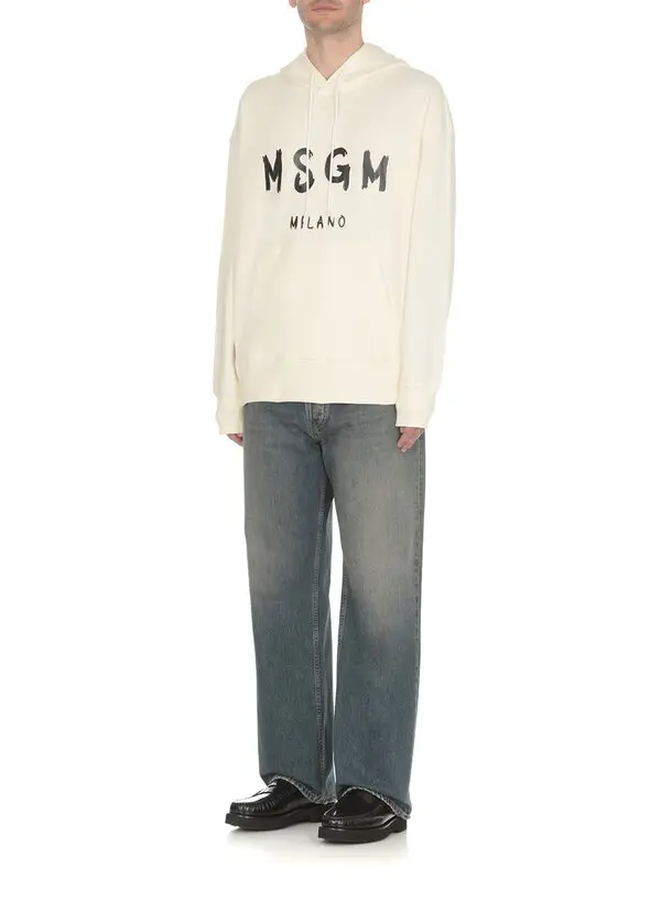 MSGM Logo Printed Drawstring Hoodie
