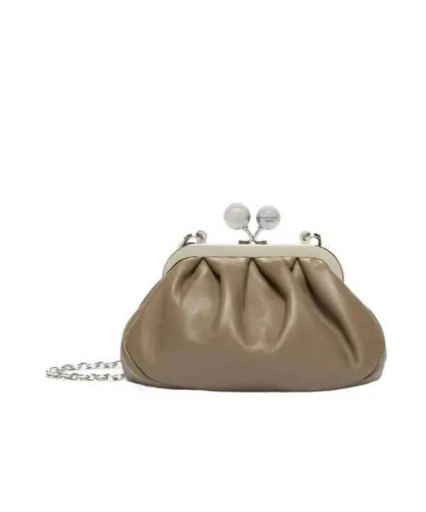 Max Mara Extra-small Pasticcino Bag In Shiny Sheepskin - Mud Color