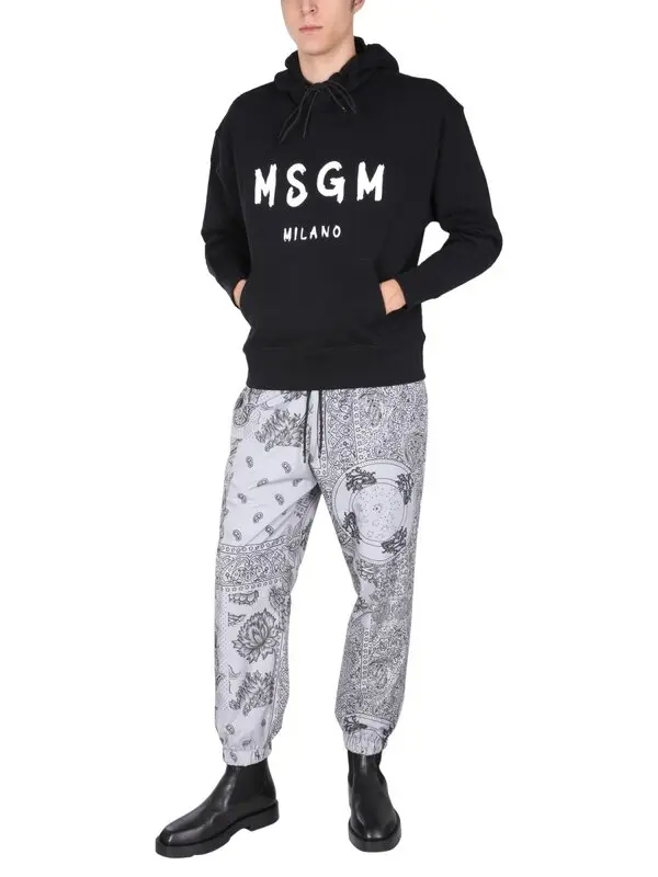 MSGM Logo Printed Drawstring Hoodie