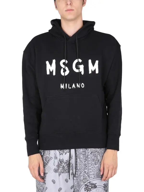 MSGM Logo Printed Drawstring Hoodie