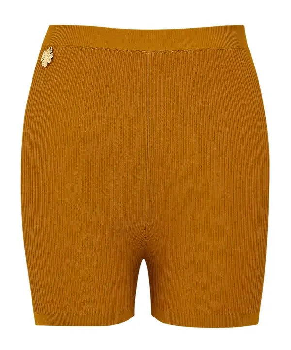 Saint Laurent Rib-knit Cycling Shorts - Curcuma