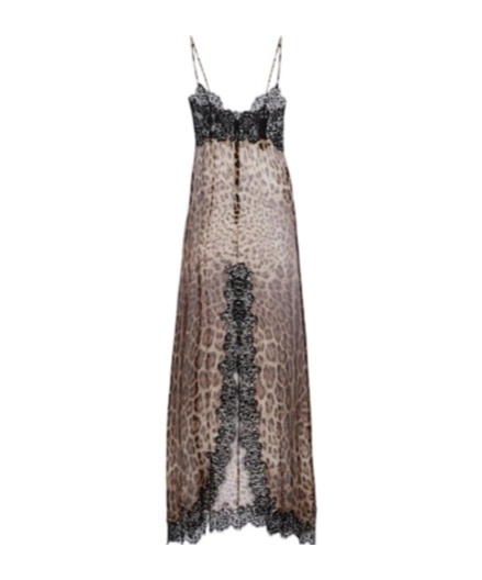 Dolce & Gabbana Lace-trimmed Silk-blend Chiffon Slip Dress - Brown