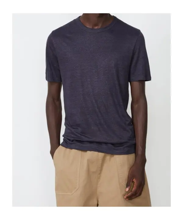 Officine Générale Garment-dyed Linen T-shirt - Navy Ink