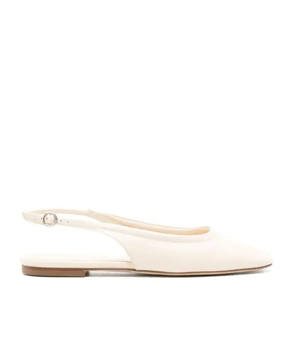 AeydĒ Square-toe Leather Ballerina Shoes - White