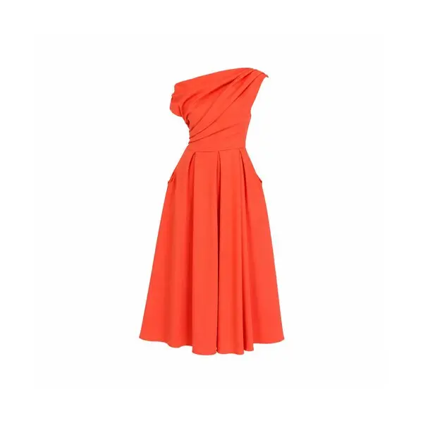 GIRL IN MIND Betty Asymmetric Midi Dress Corall - Orange