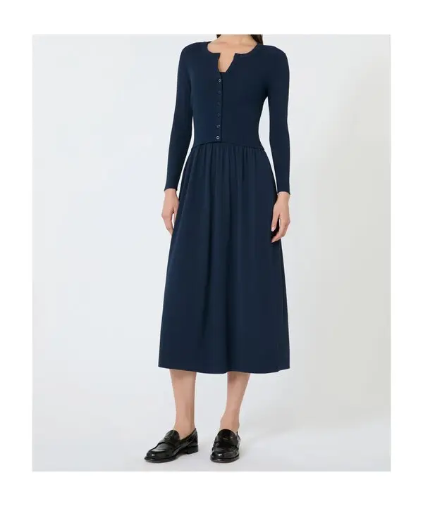 Max Mara Viscose Yarn Long Dress - Navy Blue