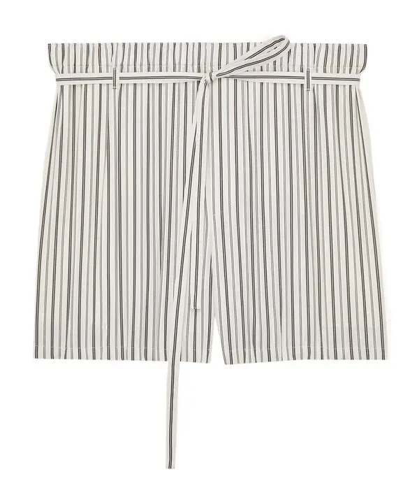 Saint Laurent Lounge Shorts In Sateen-striped Cotton Poplin - White